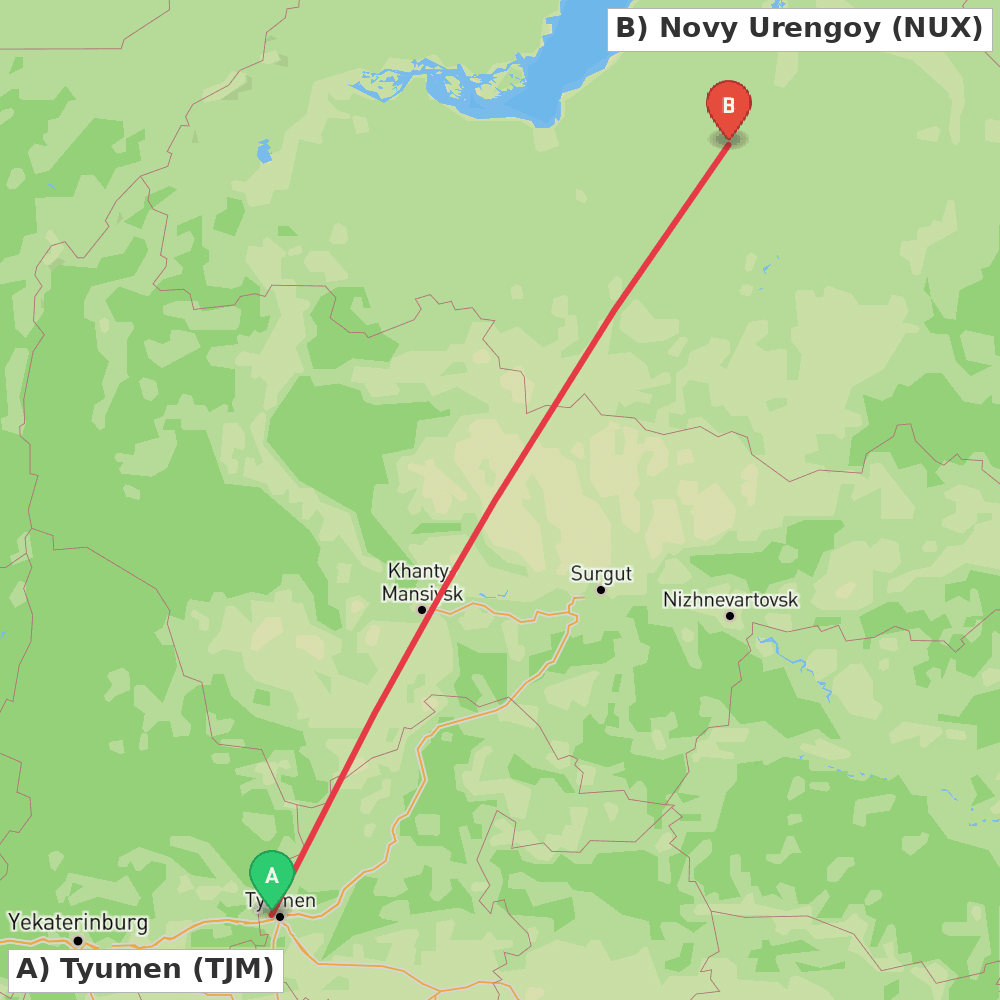 Tyumen to Novy Urengoy Flights (TJM-NUX) - AirportRoutes